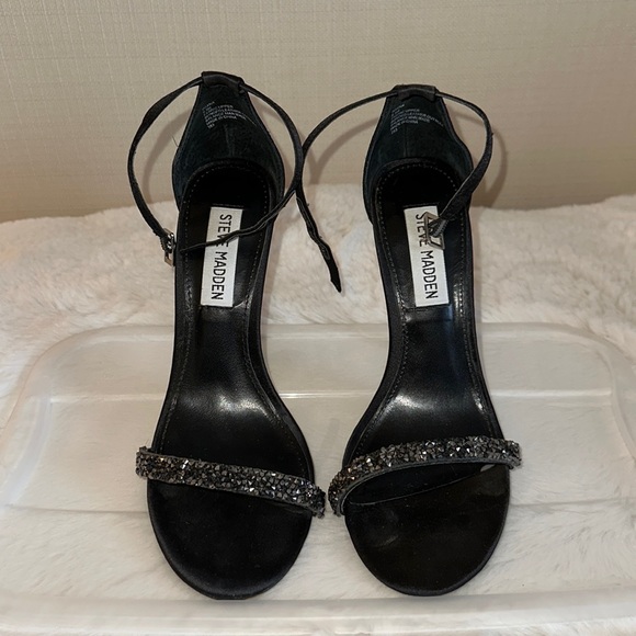 Steve Madden | Shoes | Steve Madden Black Satin Heels With Sparkly ...